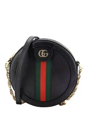 Gucci Ophidia Round Shoulder Bag Leather Mini Crossbody Bag Black