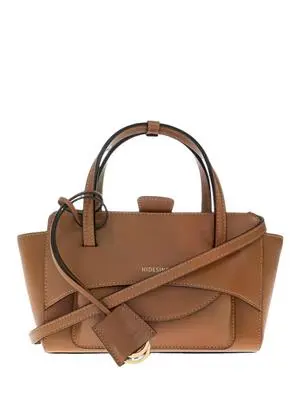 HIDESINS Small Flap Leather Tote Bag - Brown