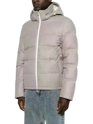 Brunello Cucinelli Houndstooth-pattern Quilted Jacket Grey