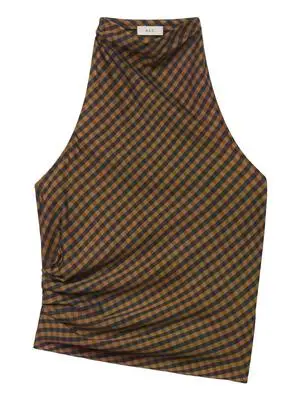 A.L.C. Penelope Gingham-print Asymmetric Tank Top