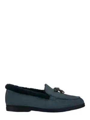DOUCAL'S Fur-trimmed Tassel Loafers Blue