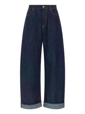 P.a.r.o.s.h Turn-up Cuff Wide-leg Jeans - Blue
