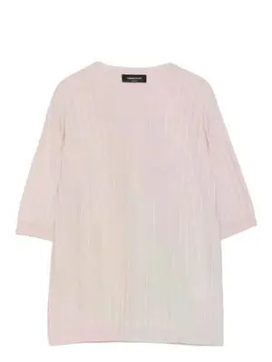Fabiana Filippi Ribbed-knit Short-sleeve Sweater - Pink