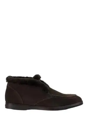 DOUCAL'S Shearling-trim Suede Desert Boots - Brown