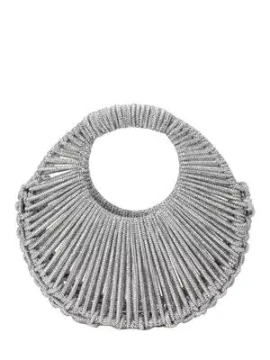 HIBOURAMA Jaya Crystal-embellished Woven Shoulder Bag - Silver
