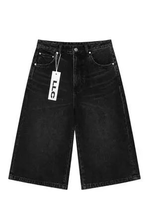LLC Achromatic Denim Shorts - Black