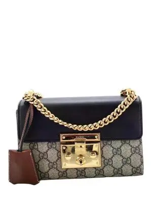 Gucci Padlock Shoulder Bag Gg Coated Canvas And Leather Small Crossbody Bag - Black