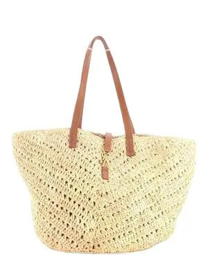SAINT LAURENT Panier Monogram Basket Shopper Raffia Medium Tote Bag