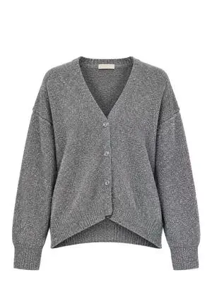 KAOS Metallic-effect V-neck Cardigan - Grey