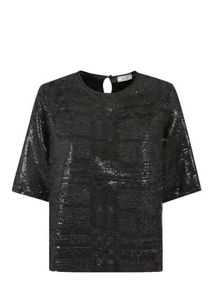 Peserico Sequin-embellished Frayed Top - Black