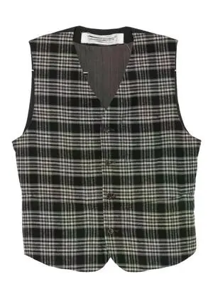 INDIVIDUAL SENTIMENTS Check-pattern Button-up Waistcoat - Grey