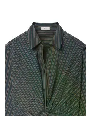 A.L.C. Leo Striped Twist-front Shirt Blue
