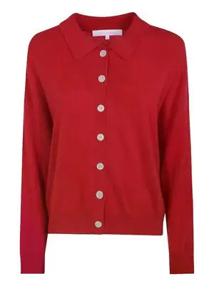 ABSOLUT CASHMERE Button-down Polo Cardigan Red