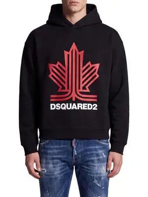 Dsquared2 Relaxed-fit Cotton Hoodie With Contrast Logo - Black