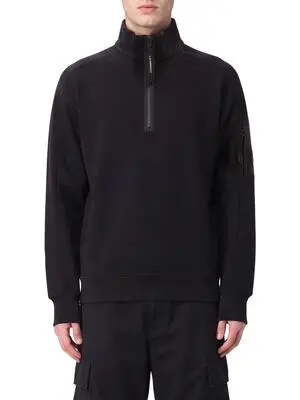 C.P. COMPANY High-neck Sweatshirt In Cotton With Half-zip Fastening - Black
