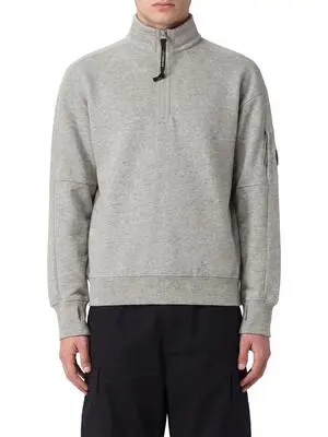 C.P. COMPANY High-neck Sweatshirt In Cotton With Half-zip Fastening Grey