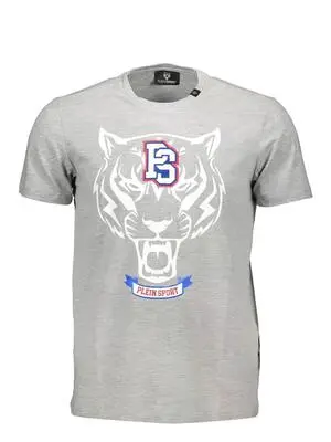 PLEIN SPORT Tiger-print Marl-finish T-shirt - Grey