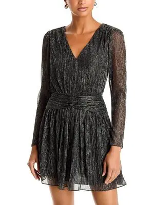 Paige Malina Plisse Mini Dress - Black/silver
