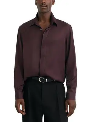 REISS Herringbone Stripe Point Collar Shirt - Red