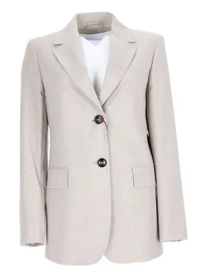 Max Mara Max Mara Women's Single-Breasted Wool Flannel Blazer Grey