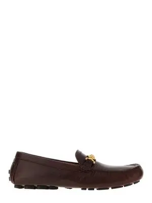 Versace Versace Chocolate Leather Driver Loafers Brown