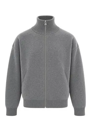 Axel Arigato Medium Wool Blend Drop Shoulder High Neck Sweater - Grey