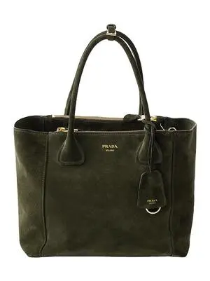 Prada Nova Large Suede Tote Bag - Forest