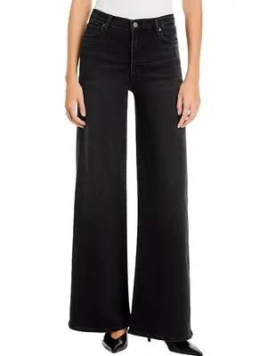 FRAME The Palace High Rise Wide Leg Jeans In Black Fable