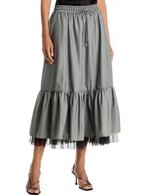 Cinq À Sept Arianne Tiered Midi Skirt - Ironcloud/black