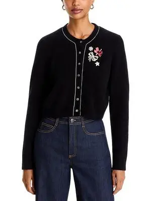 Cinq À Sept Allura Brooch Cardigan - Black/silver