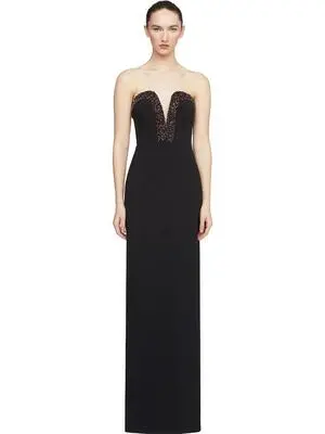 Halston Ila Crepe Gown - Black