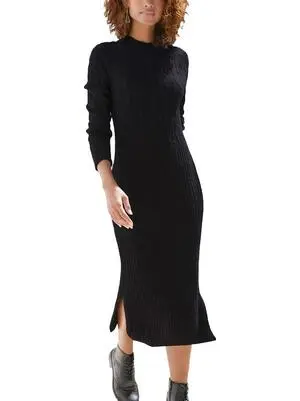 LASCANA Cable Knit Sweater Dress - Black