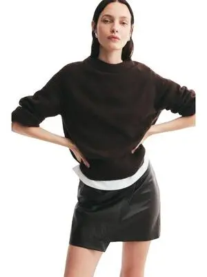 H&M Coated Wrap Skirt - Dark Brown