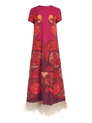 La DoubleJ Silk Twill Swing Maxi Dress - Red