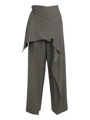Issey Miyake Wool-blend Lustrous Wrap Trousers - Grey