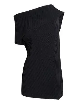 Issey Miyake Tubular Pleats Tunic Top - Black