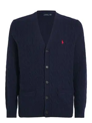 Polo Ralph Lauren Wool-cashmere Cable-knit Cardigan - Blue