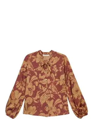 Malìparmi Sweet Foliage Tie-neck Shirt - Red