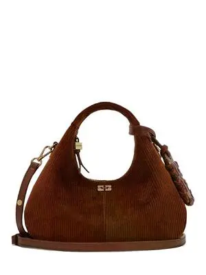 GANNI Mini Bag In Brown Corduroy Brown