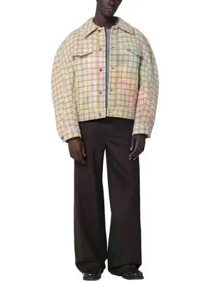 Séfr Matthieu Checked Wool Shirt Jacket - Neutrals