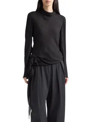 KALLMEYER Ornella Draped Silk Georgette Top Black
