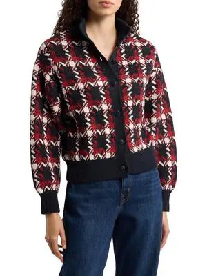 Mango Niza Check Jacket - Navy
