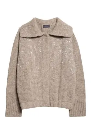 HAIKURE Sadie Sequin Wool Bomber Jacket - Hazelnut