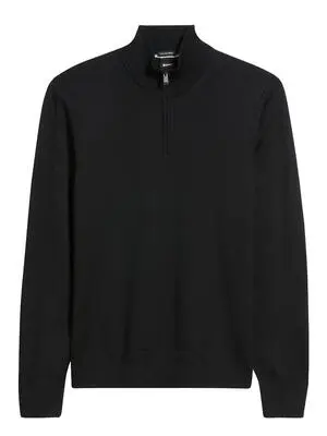 BOSS Ebenji Wool Quarter Zip Sweater - Black