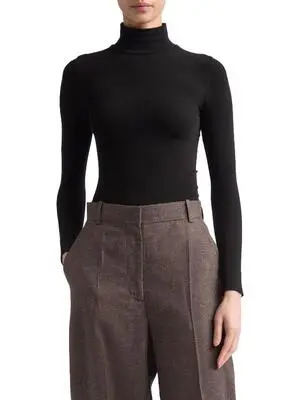 TOTEME Compact Jersey Mock Neck Top - Black
