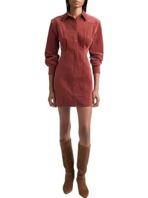 Veronica Beard Evren Mini Shirtdress - Rust