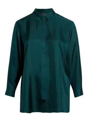 Eileen Fisher Silk Classic Collar Shirt - Kelp
