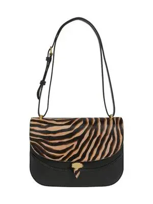 Veronica Beard Dash Leather Saddle Bag - Tan Multi