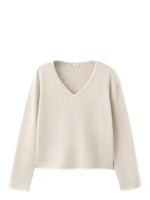 Mango V-neck Sweater - Sand
