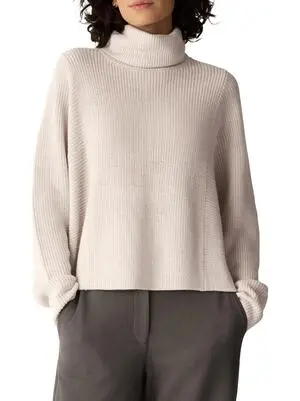Eileen Fisher Merino Wool Turtleneck Sweater - Plaster